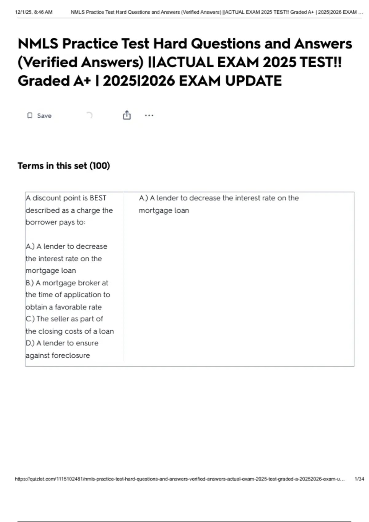NMLS Practice Test Hard Questions and Answers (Verified Answers ...
