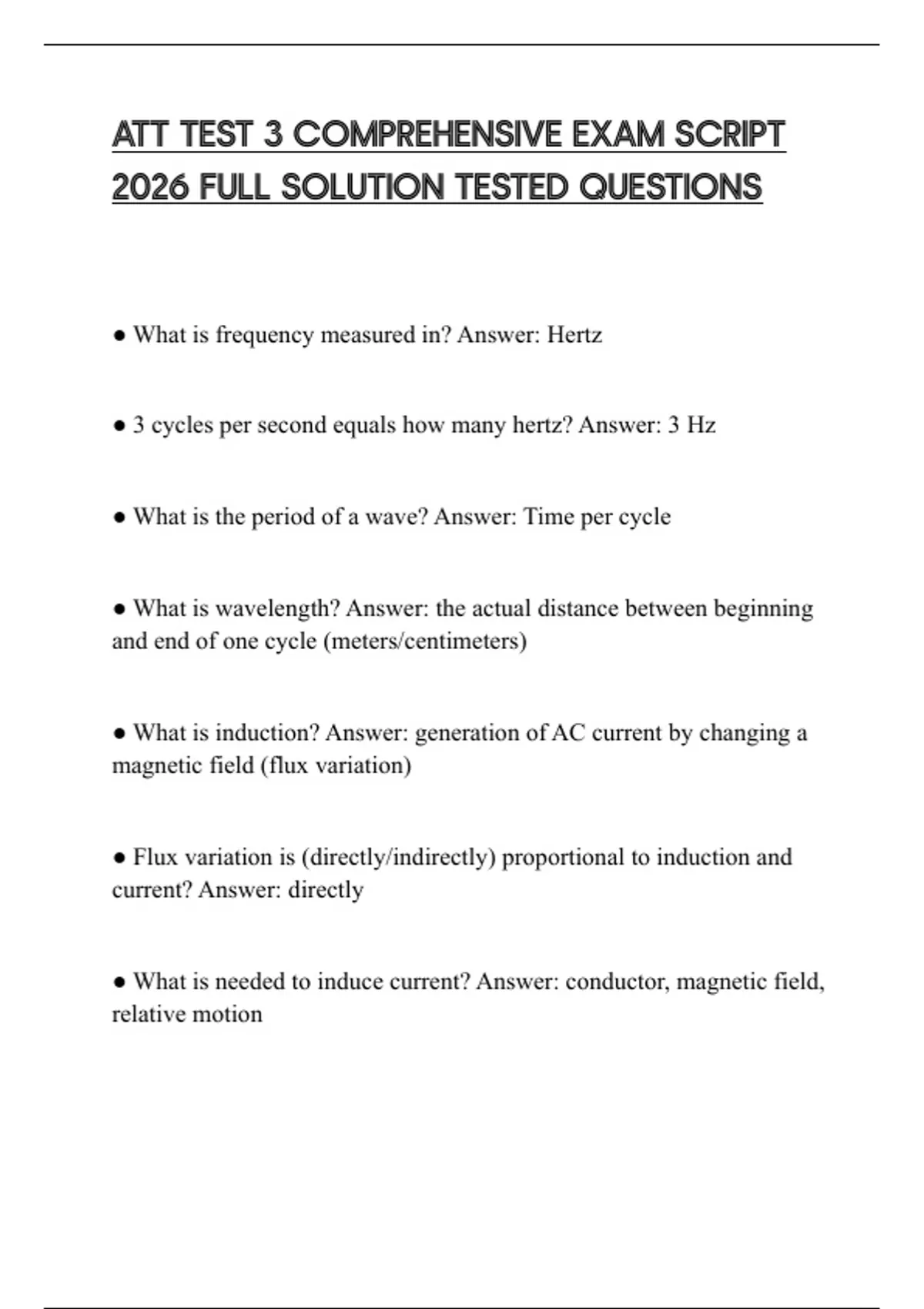 ATT TEST 3 COMPREHENSIVE EXAM SCRIPT 2026 FULL SOLUTION TESTED ...