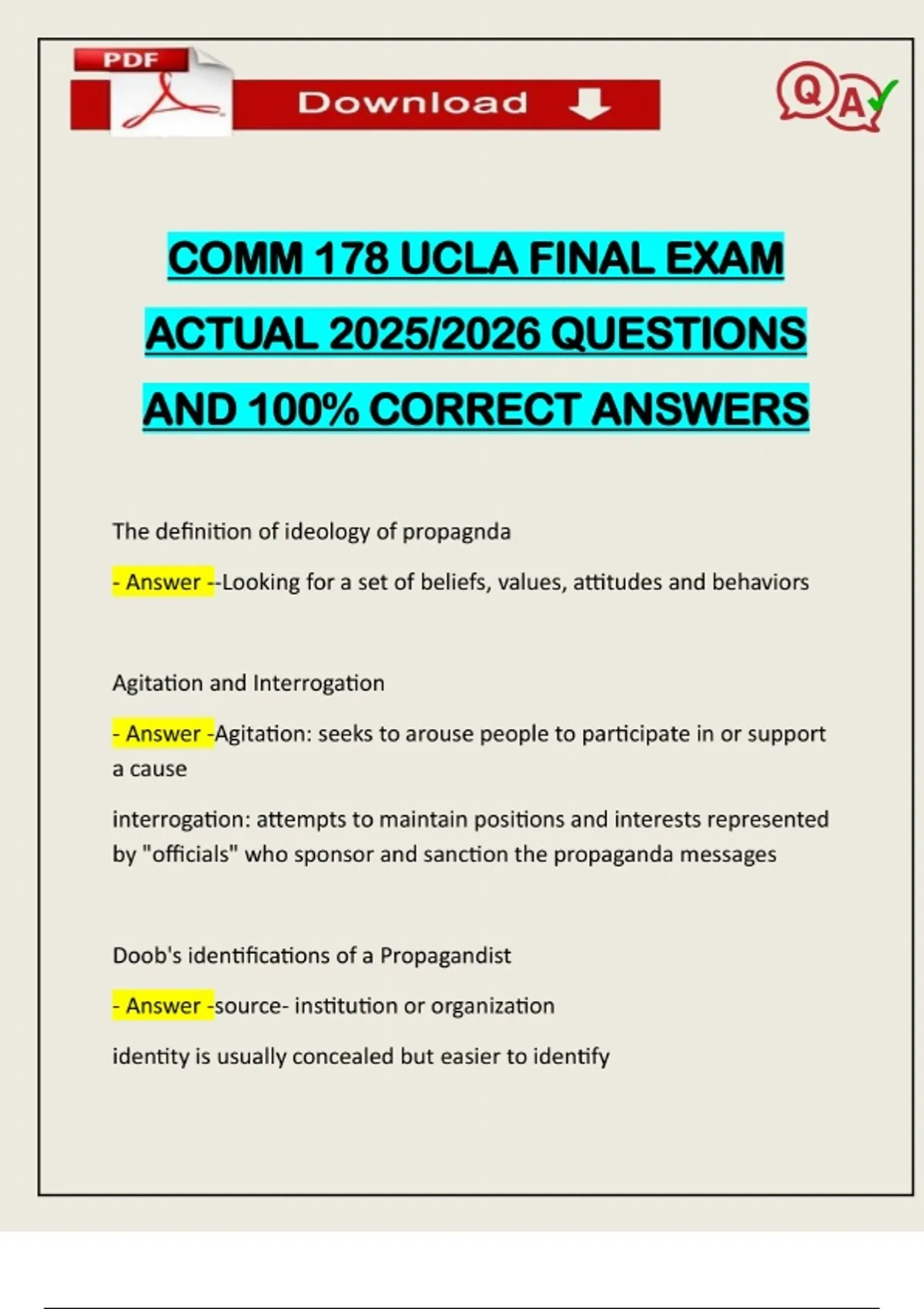 COMM 178 UCLA FINAL EXAM ACTUAL 2025/2026 QUESTIONS AND 100% CORRECT ...