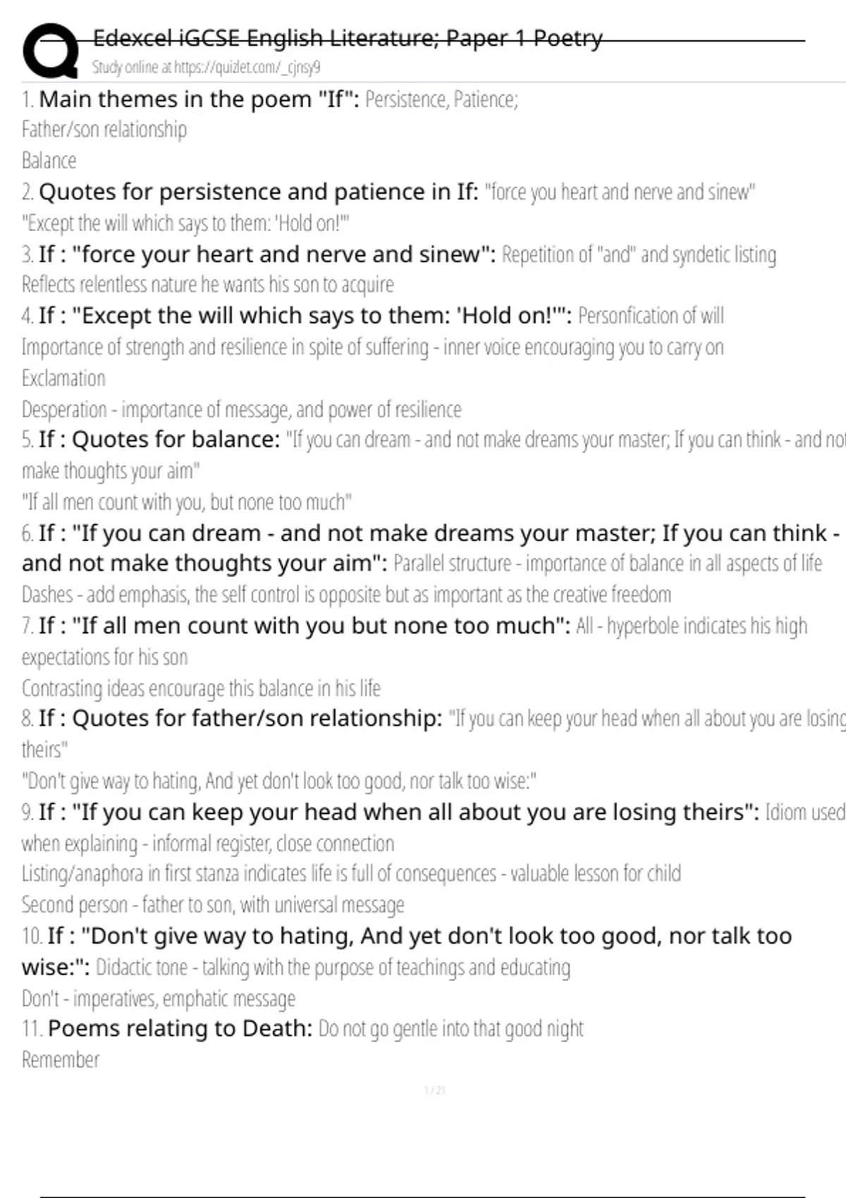 IGCSE Edexcel English Literature Paper 1 Poetry and Modern Prose.pdf ...