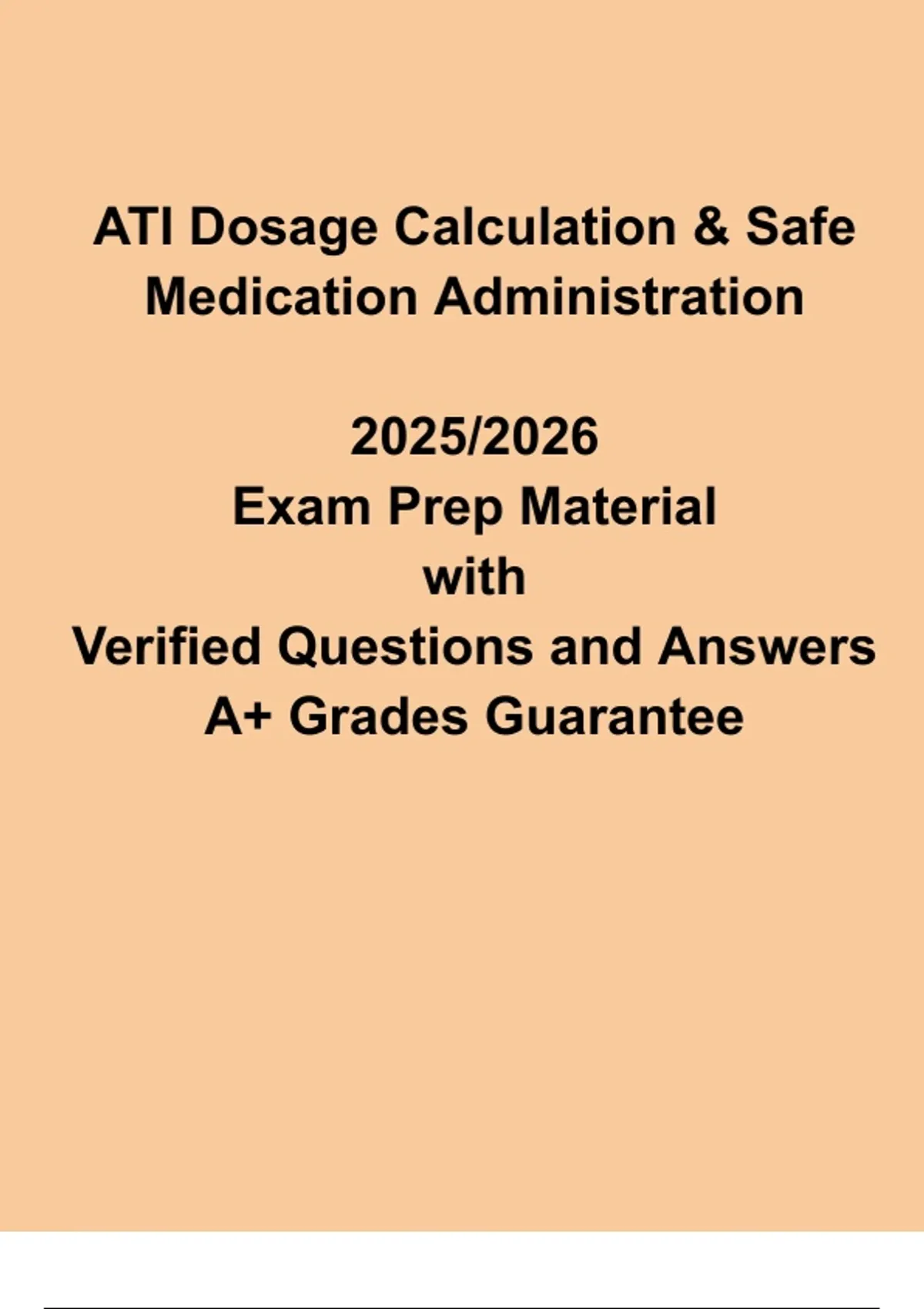 ATI Dosage Calculation & Safe Medication Administration | 2025/2026 ...