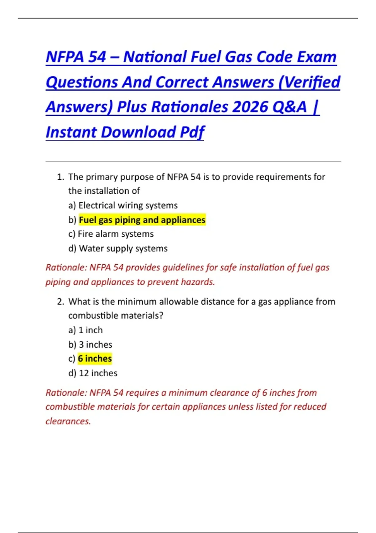 NFPA 54 – National Fuel Gas Code Exam Questions And Correct Answers ...