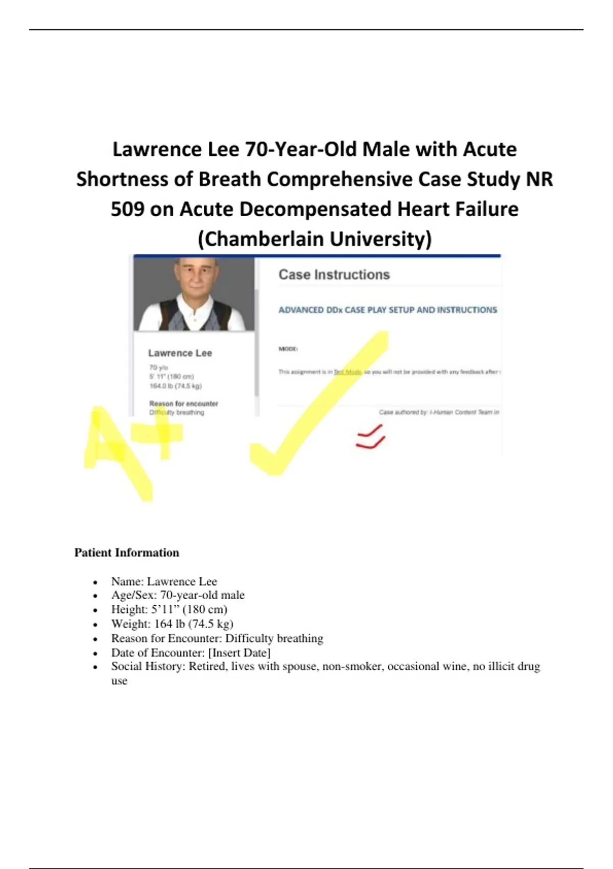 Lawrence Lee 70-Year-Old Male with DIFFICULTY BREATHING (Acute ...