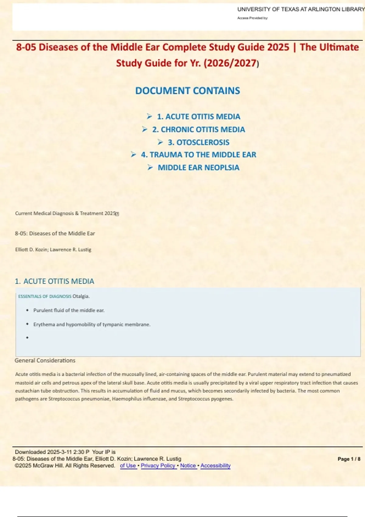 8-05 Diseases of the Middle Ear Complete Study Guide 2025 | The ...