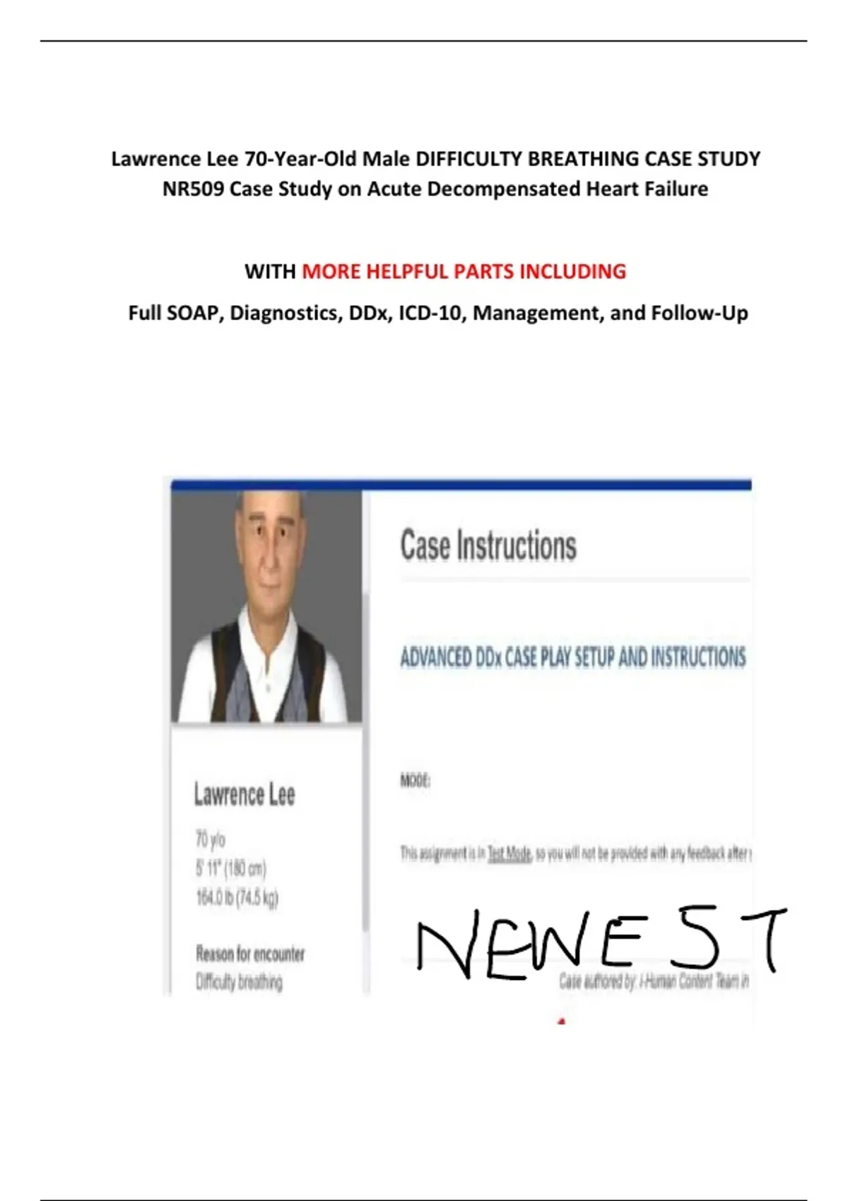 Lawrence Lee 70-Year-Old Male DIFFICULTY BREATHING CASE STUDY Case ...
