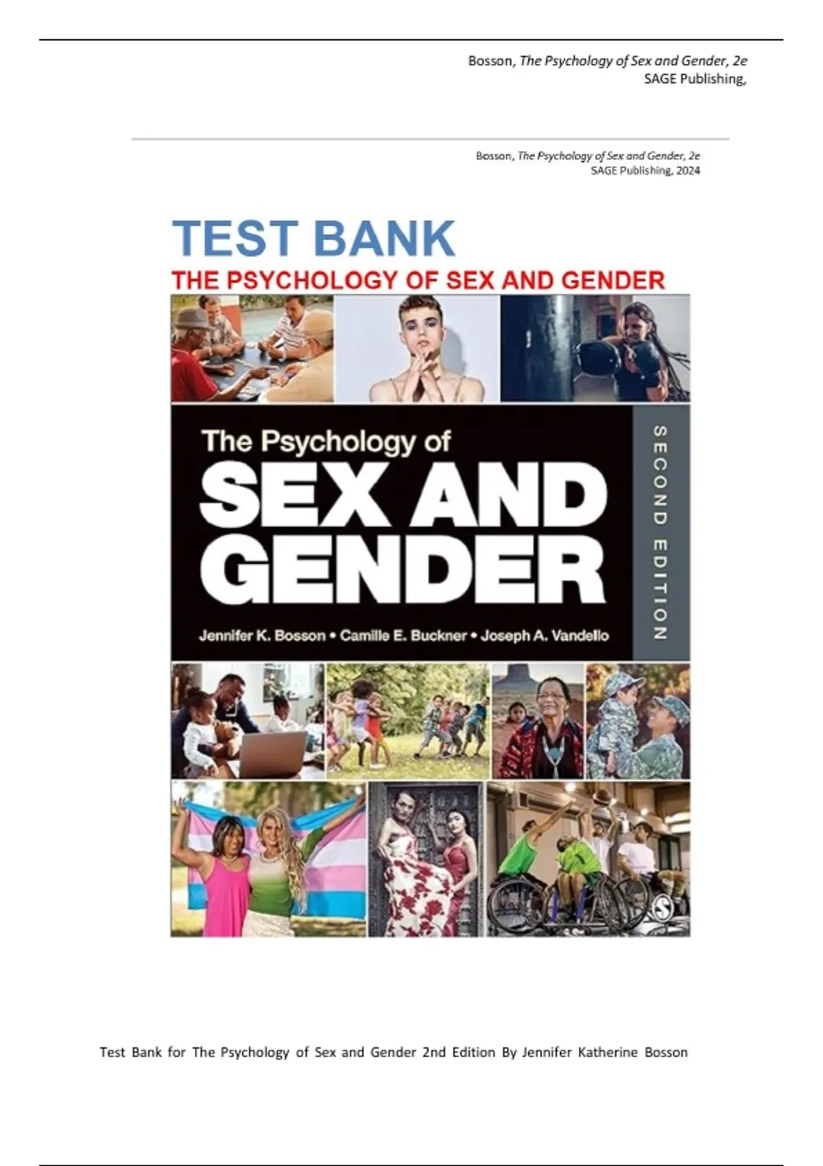 Test Bank for The Psychology of Sex and Gender, 2nd Edition By Jennifer ...
