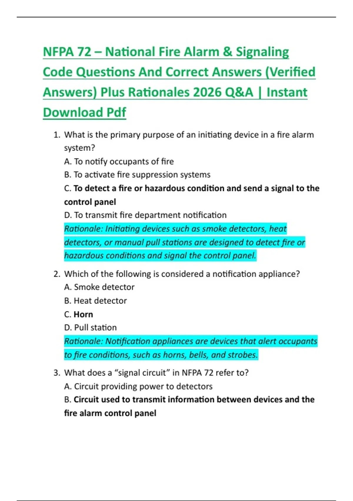 NFPA 72 – National Fire Alarm & Signaling Code Questions And Correct ...