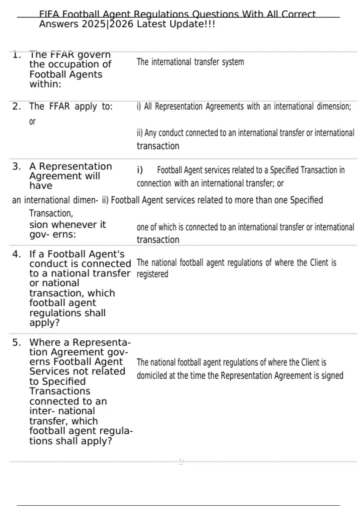 FIFA Football Agent Regulations Questions With All Correct Answers 2025 ...