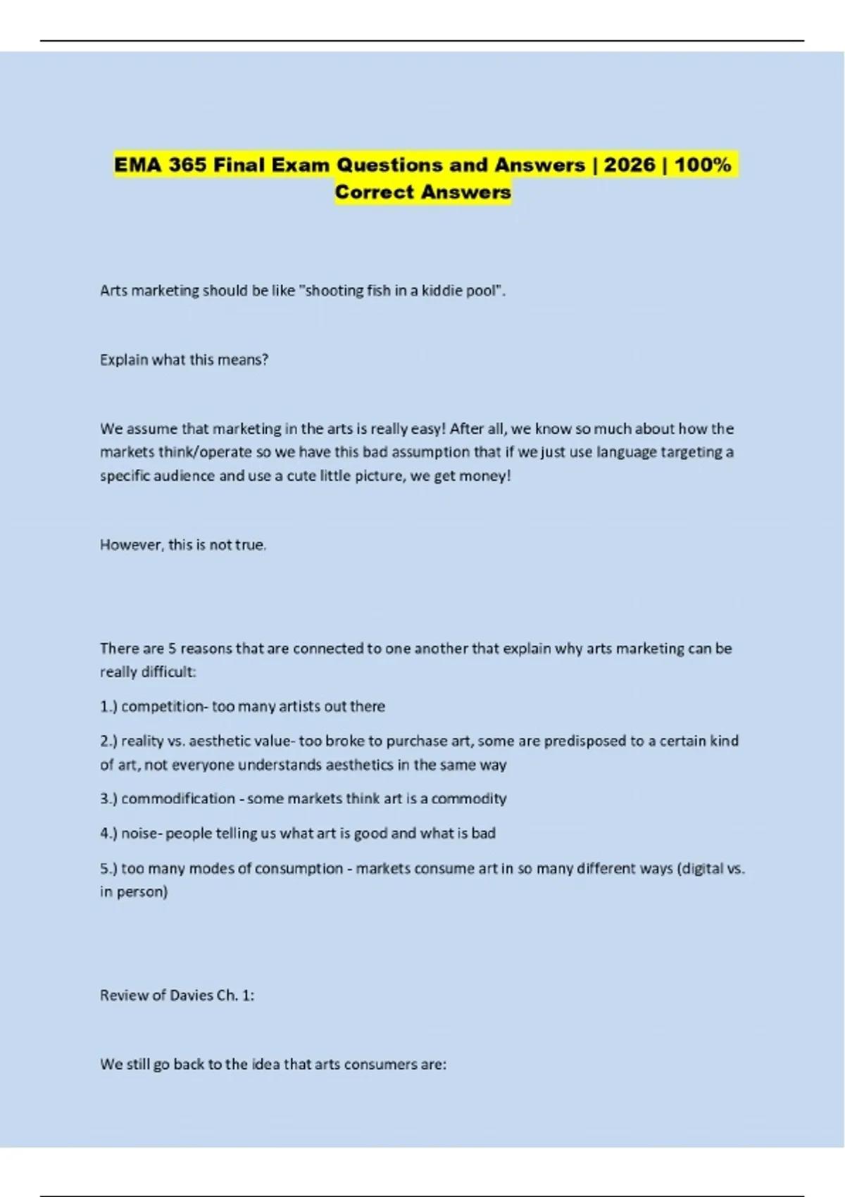 EMA 365 Final Exam Questions and Answers | 2026 | 100% Correct Answers ...