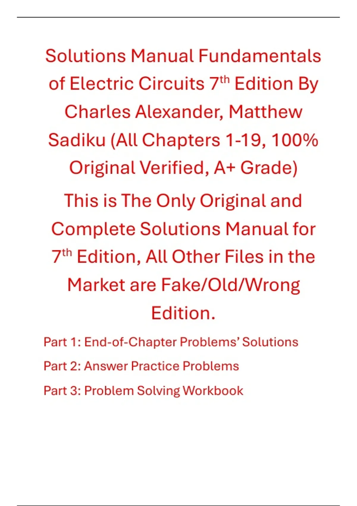 Solutions Manual Fundamentals of Electric Circuits 7th Edition By ...