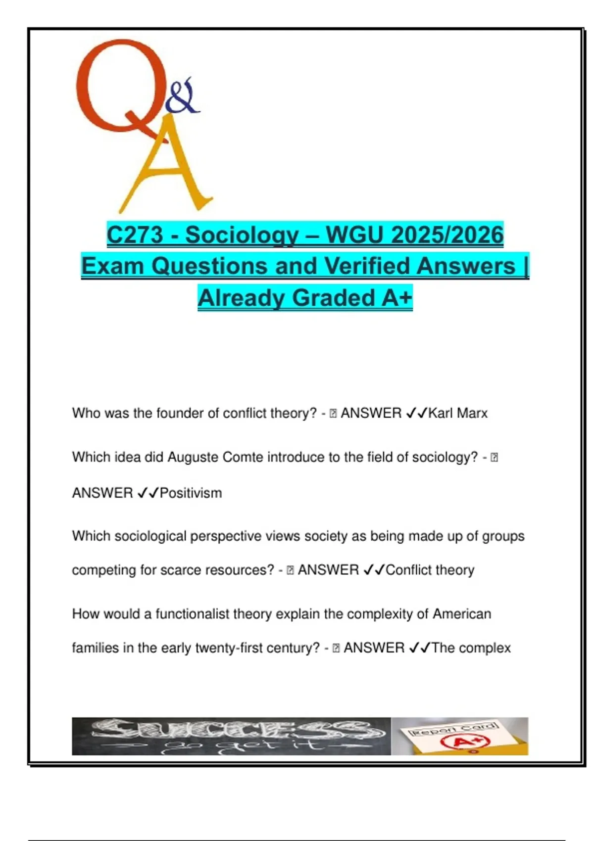 C273 Sociology – 100+ Exam Questions with Answers | Theories, Culture ...