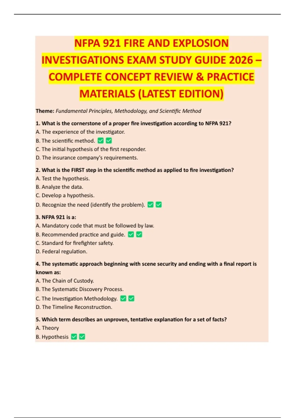NFPA 921 FIRE AND EXPLOSION INVESTIGATIONS EXAM STUDY GUIDE 2026 ...