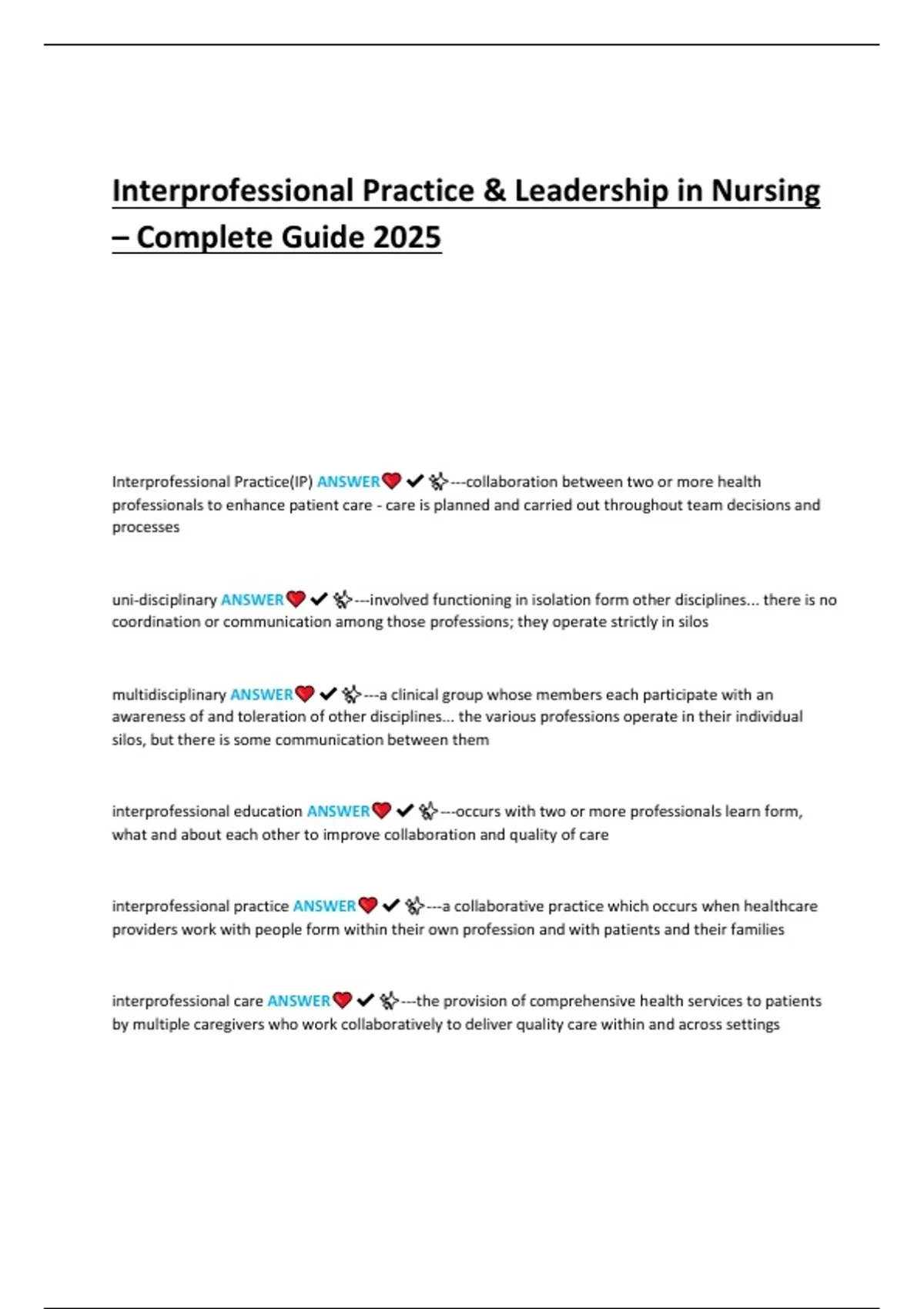 Interprofessional Practice & Leadership in Nursing – Complete Guide ...