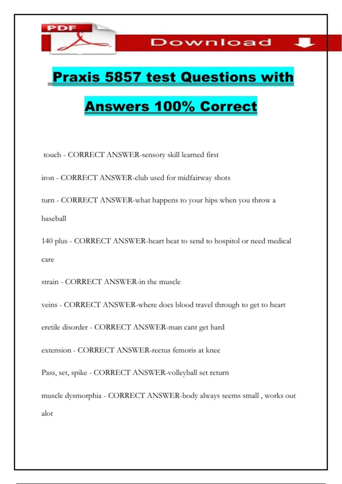 Praxis 5857 test Questions with Answers 100% Correct - Praxis - Stuvia US