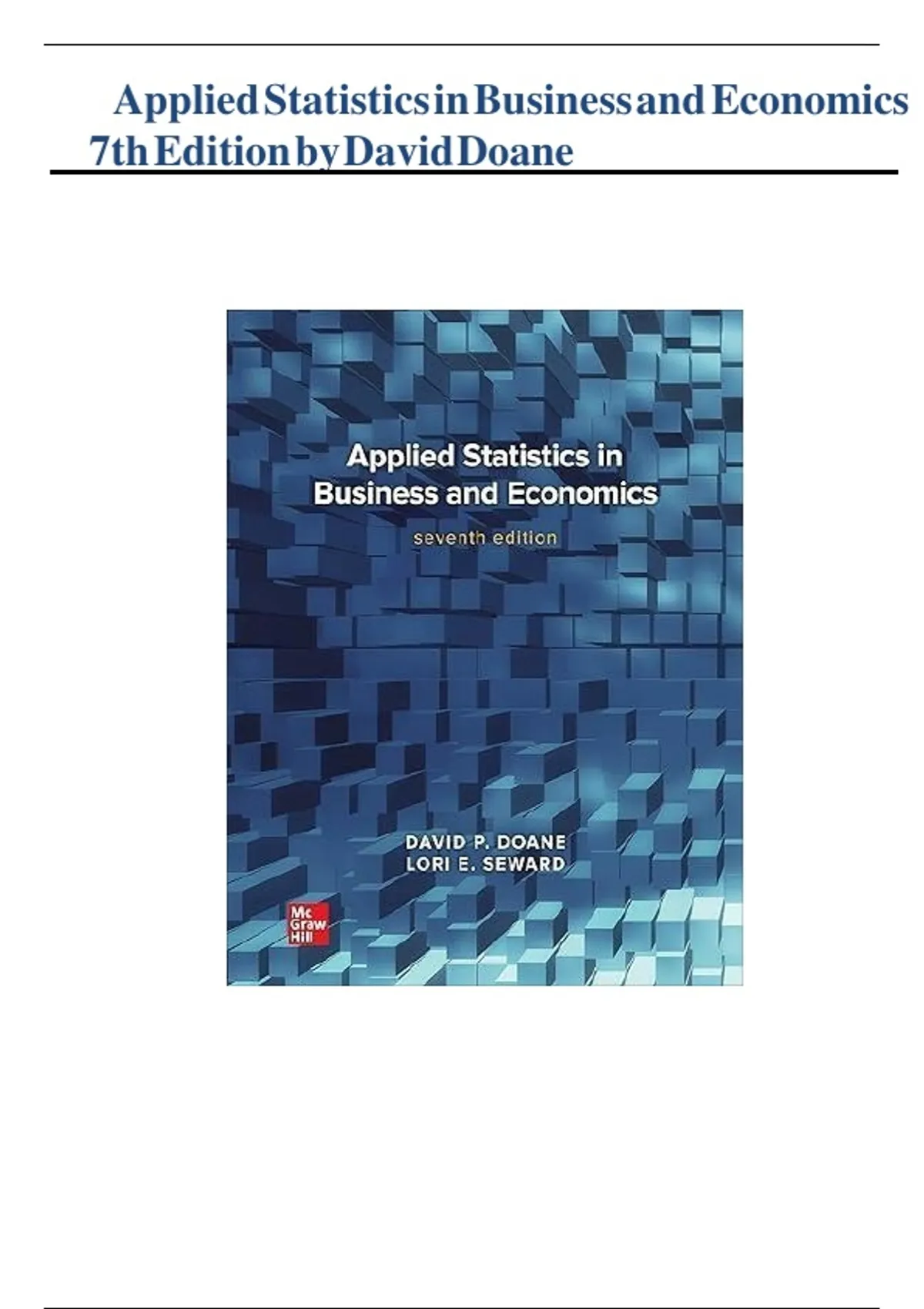 Applied Statistics in Business and Economics 7th Edition by David Doane ...