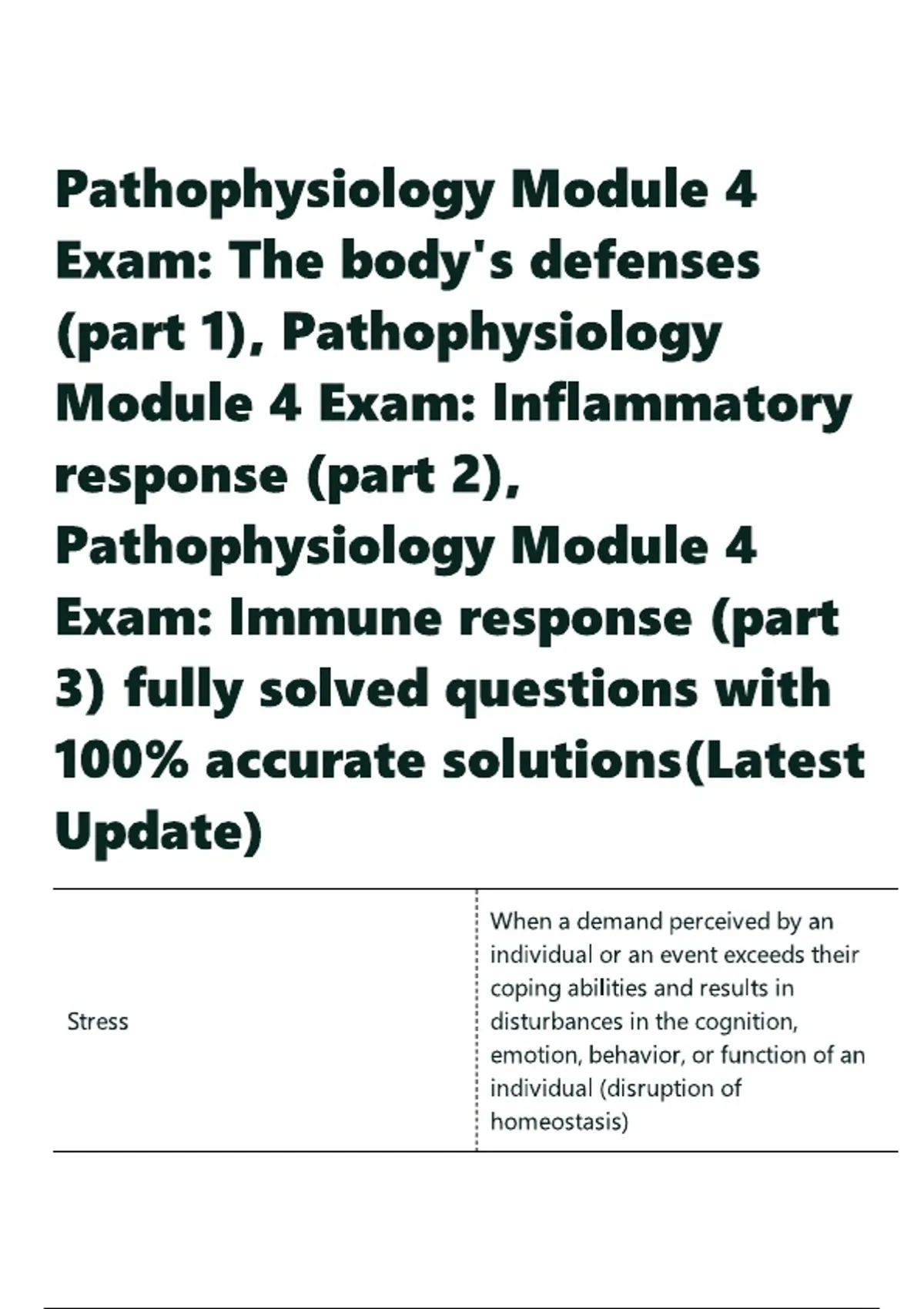 Pathophysiology Module 4 Exam The body-s defenses (part 1 ...