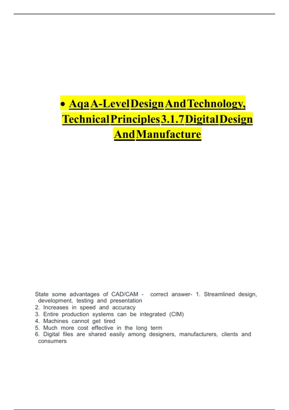 AQA A-LEVEL DESIGN AND TECHNOLOGY TECHNICAL PRINCIPLES DIGITAL DESIGN ...