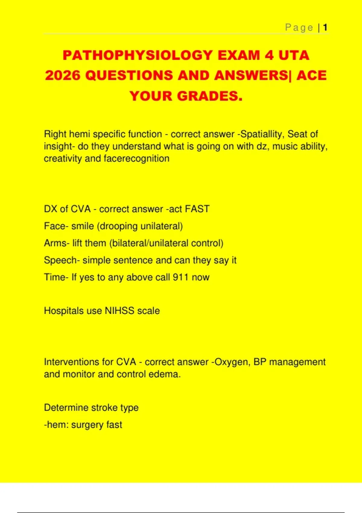 PATHOPHYSIOLOGY EXAM 4 UTA 2026 QUESTIONS AND ANSWERS| ACE YOUR GRADES ...