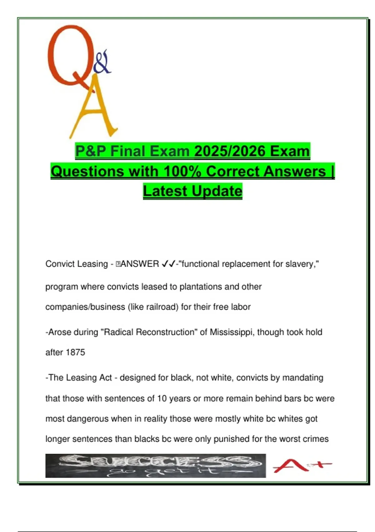 P&P Final Exam (CRJ 380) | 2025/2026 | 100+ Questions on Mass ...