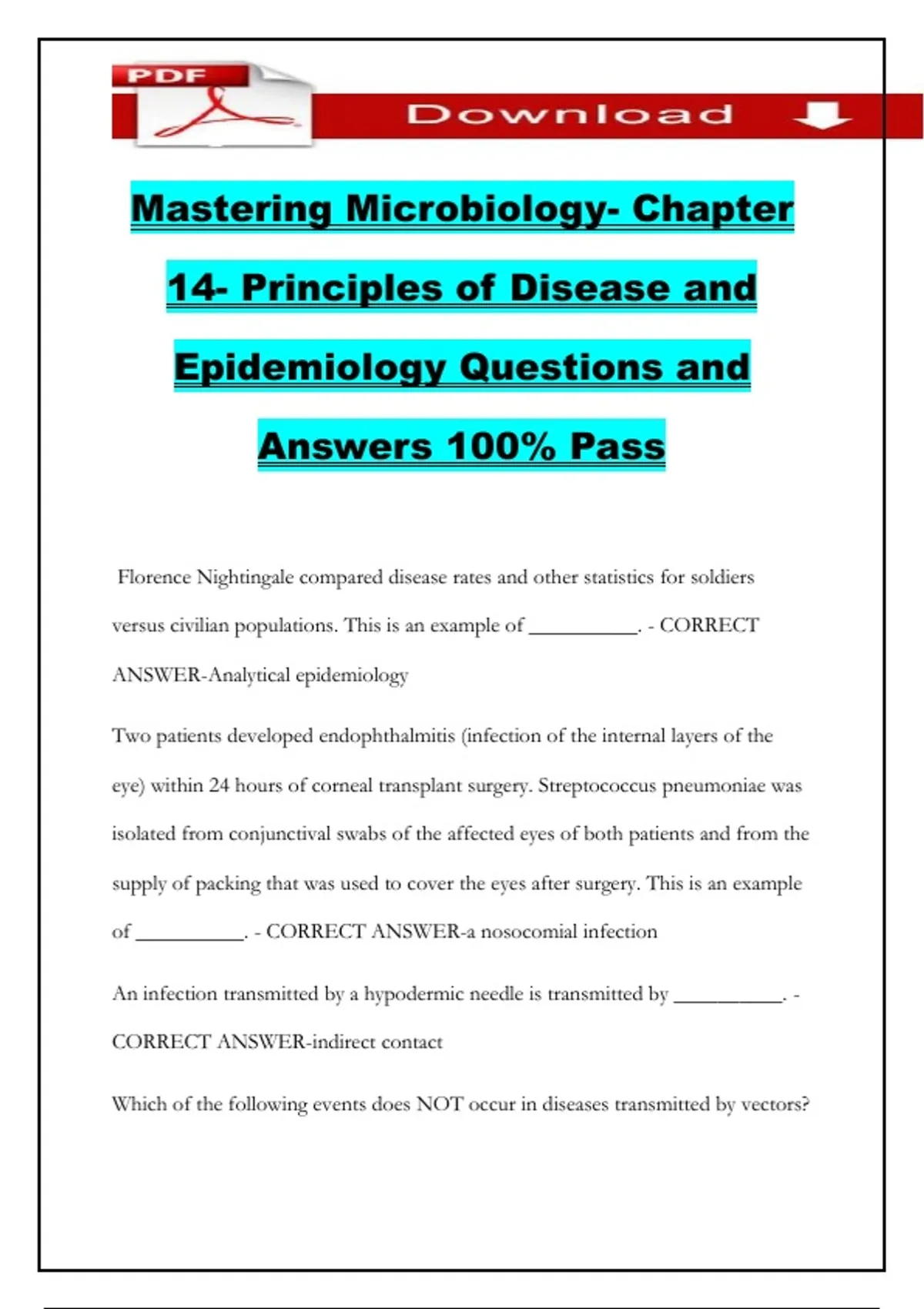 Mastering Microbiology Chapter 14 Principles Of Disease And