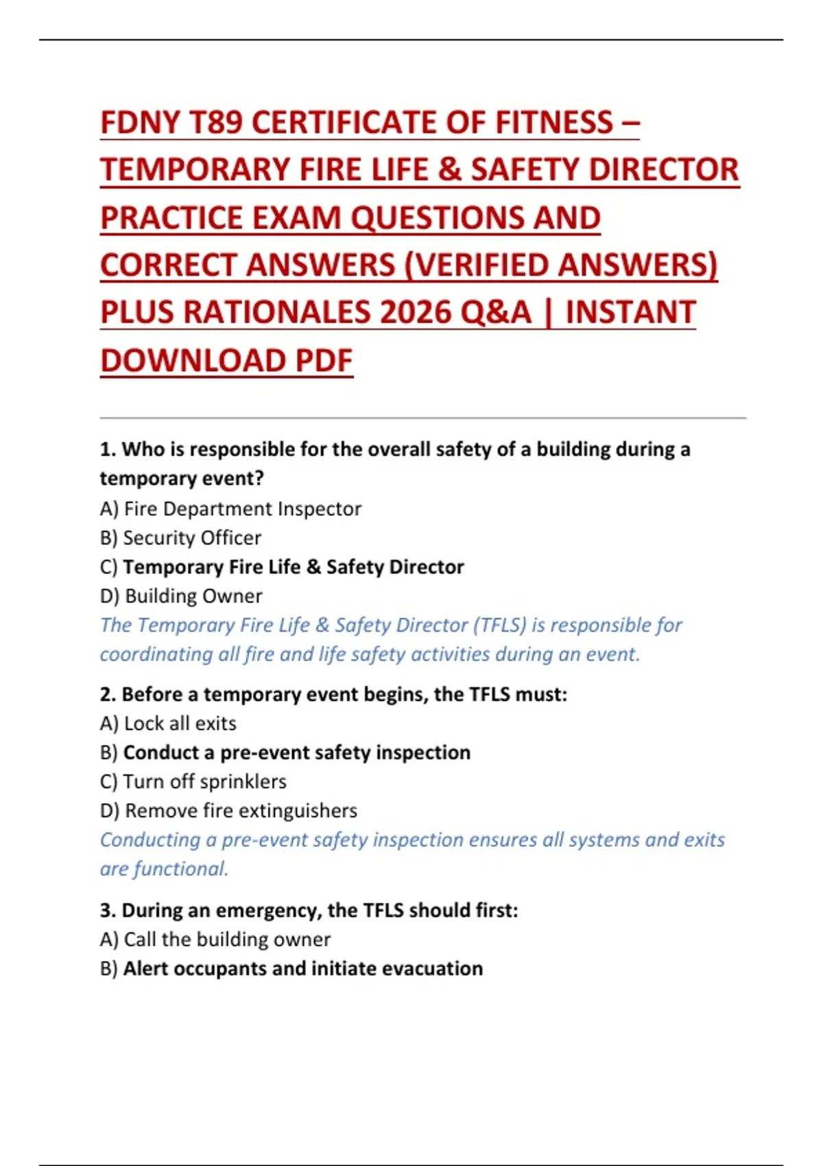 FDNY T89 CERTIFICATE OF FITNESS – TEMPORARY FIRE LIFE & SAFETY DIRECTOR ...