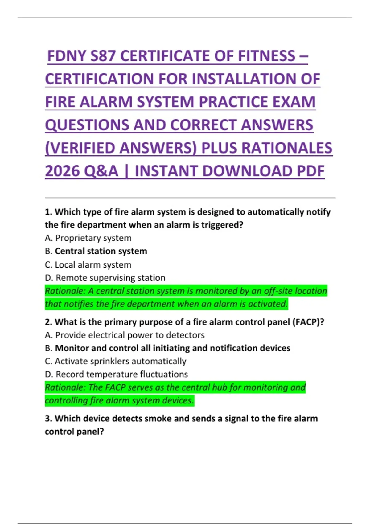 FDNY S87 CERTIFICATE OF FITNESS – CERTIFICATION FOR INSTALLATION OF ...