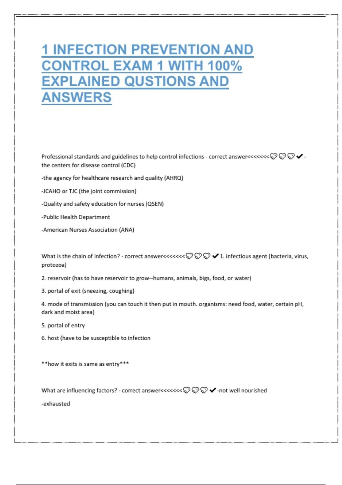 Infection Prevention and Control Exam 1 (IPC-101): Fully Explained ...