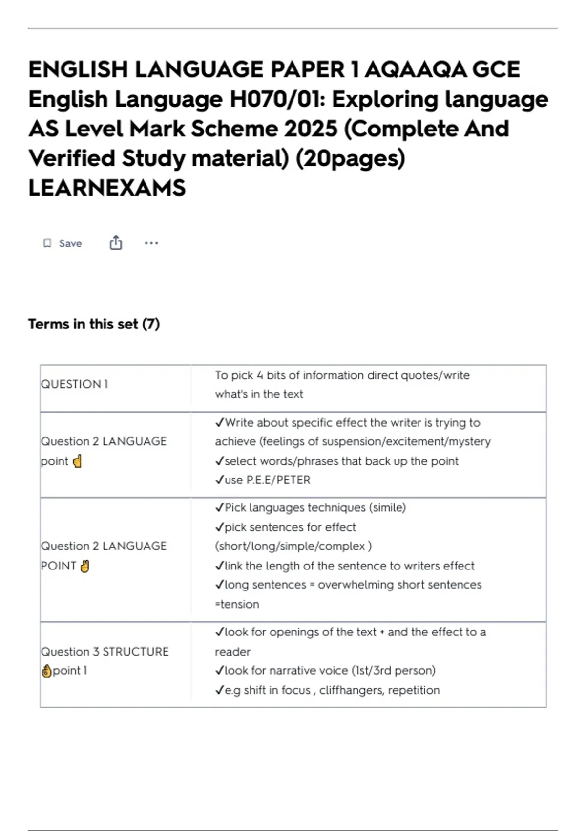 ENGLISH LANGUAGE PAPER 1 AQAAQA GCE English Language H070/01: Exploring ...