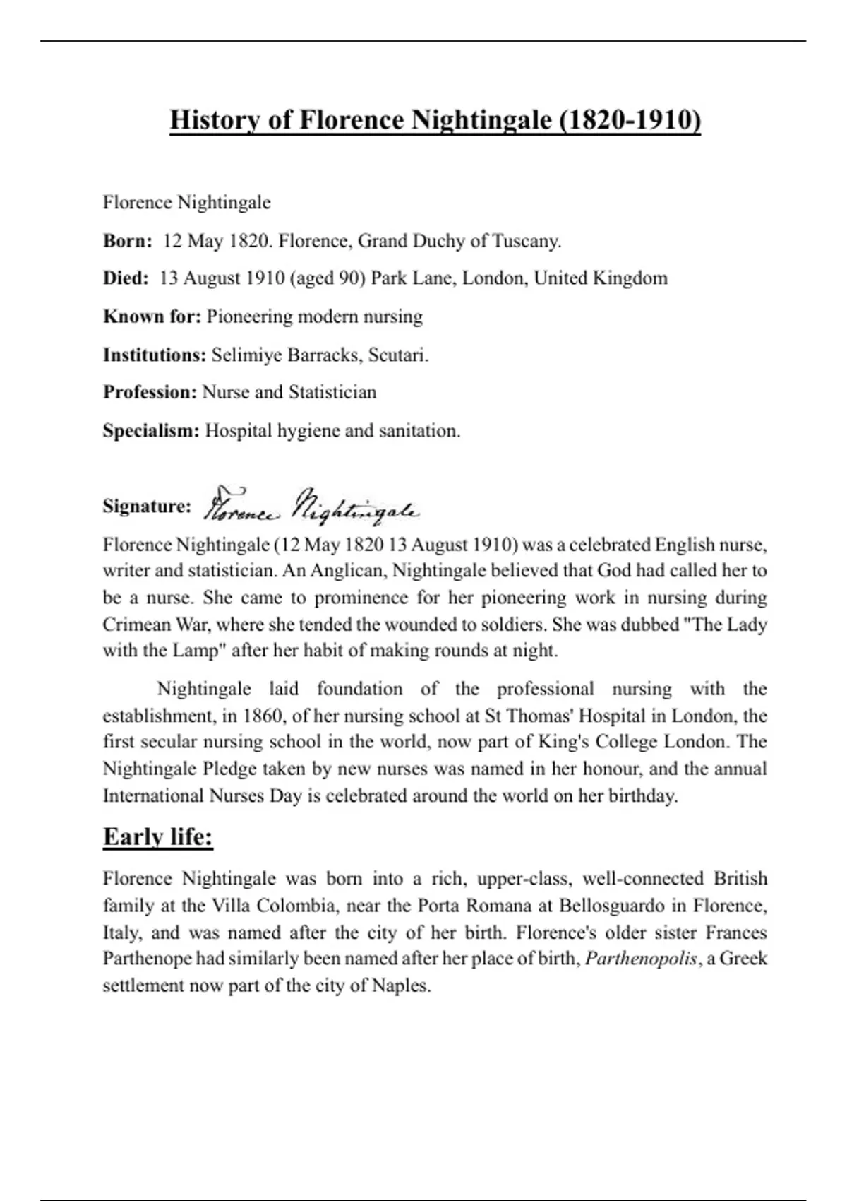 History of Florence Nightingale (1820–1910) – Life, Achievements ...