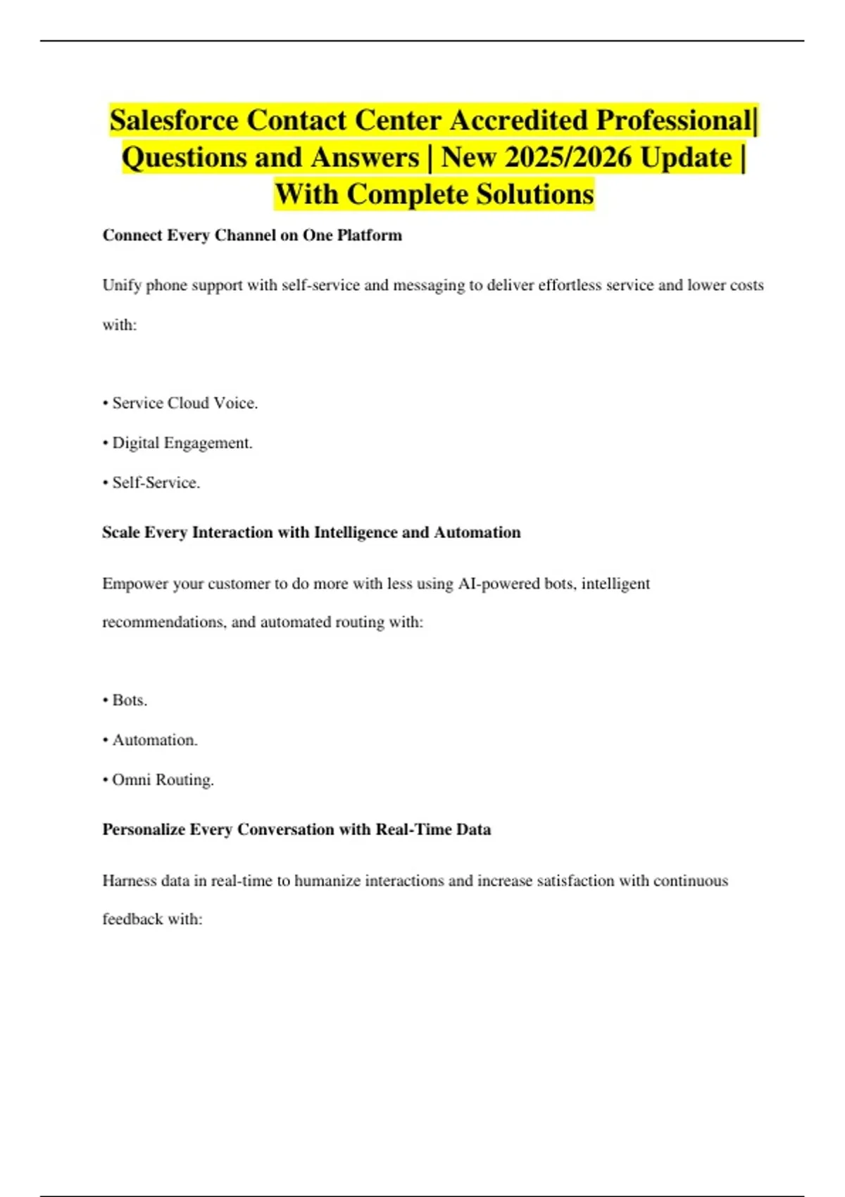 Salesforce Contact Center Accredited Professional| Questions and ...