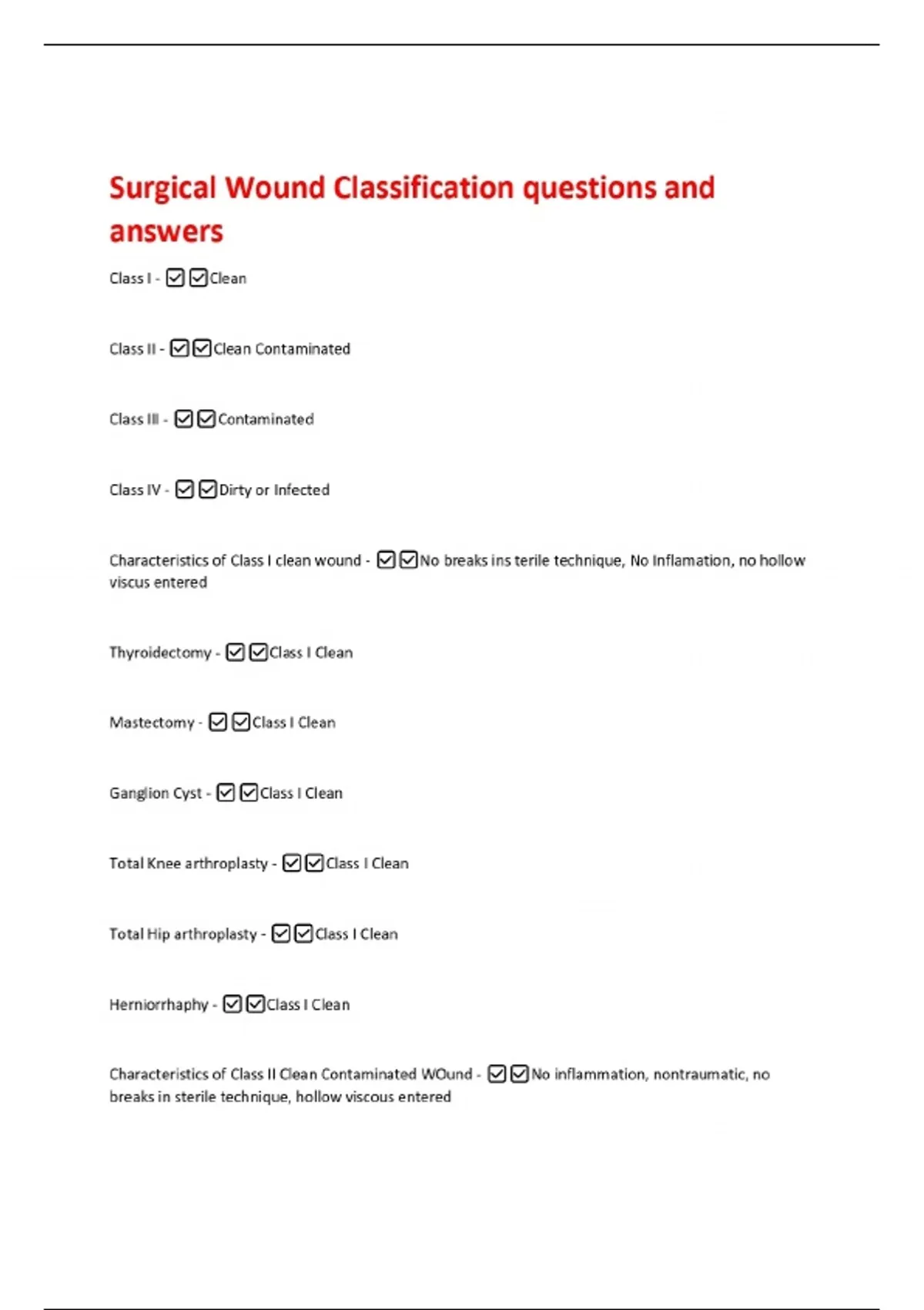 Surgical Wound Classification questions and answers - Sociology ...