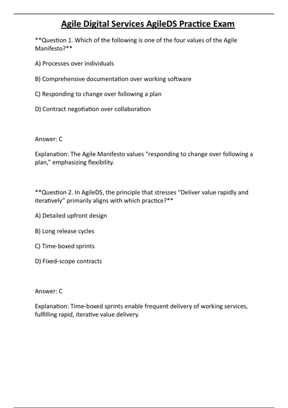 Agile Digital Services AgileDS Practice Exam - Computer - Stuvia US