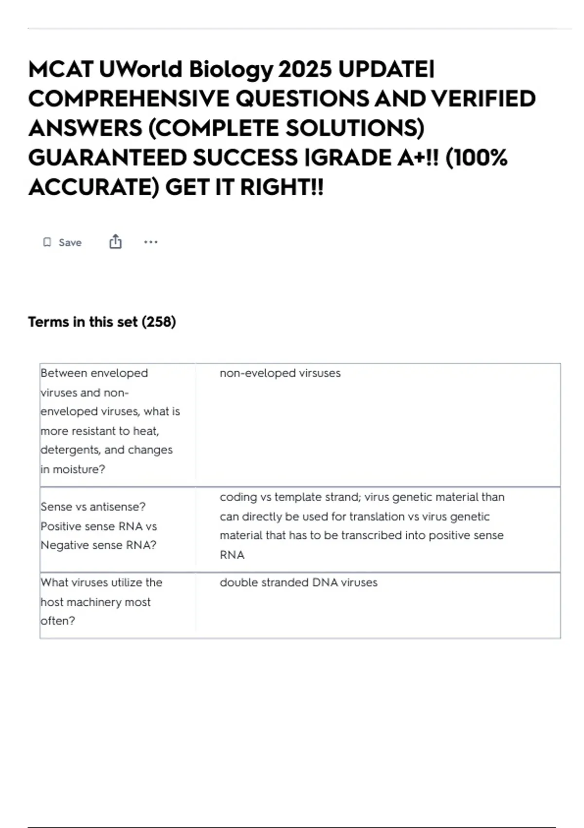 MCAT UWorld Biology 2025 UPDATE| COMPREHENSIVE QUESTIONS AND VERIFIED ...