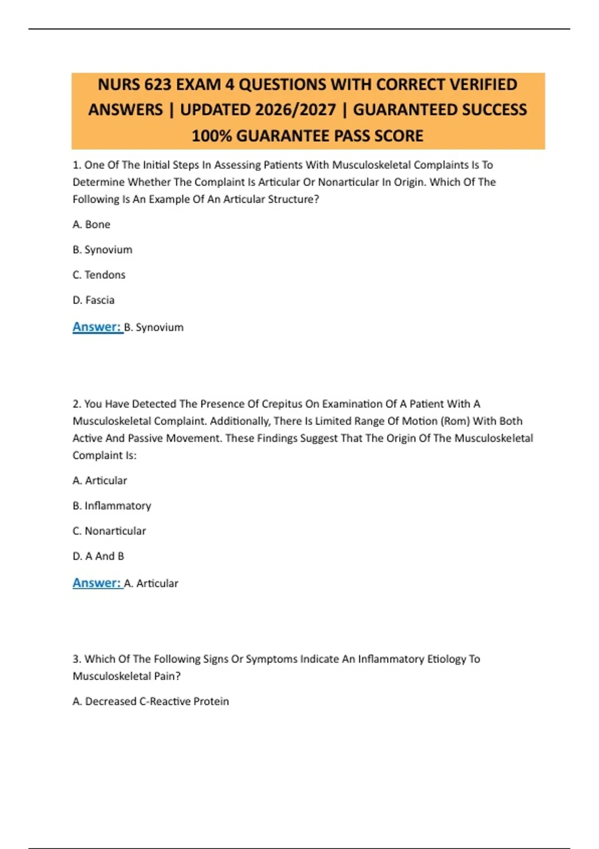 NURS 623 EXAM 4 QUESTIONS WITH CORRECT VERIFIED ANSWERS | UPDATED 2026/ ...