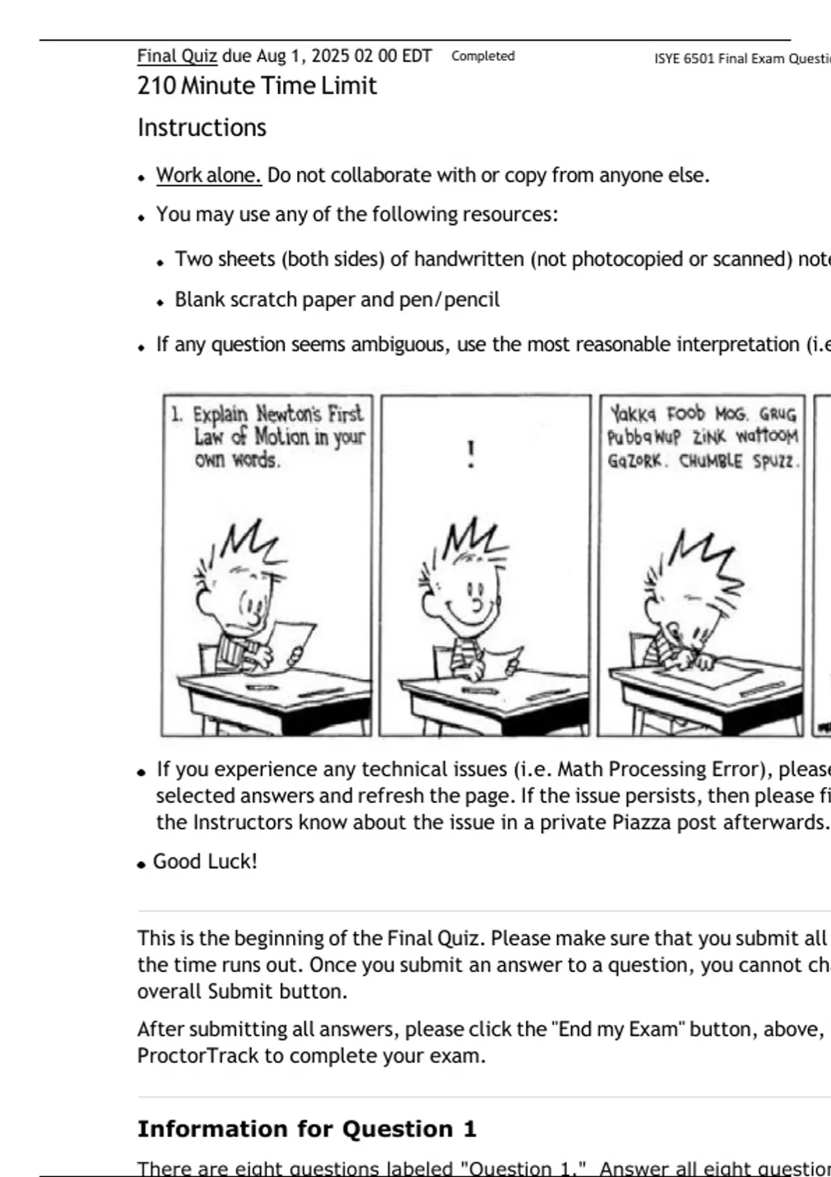 ISYE 6501 Final Exam Questions and 100% Correct Answers 2025/26-GT ...