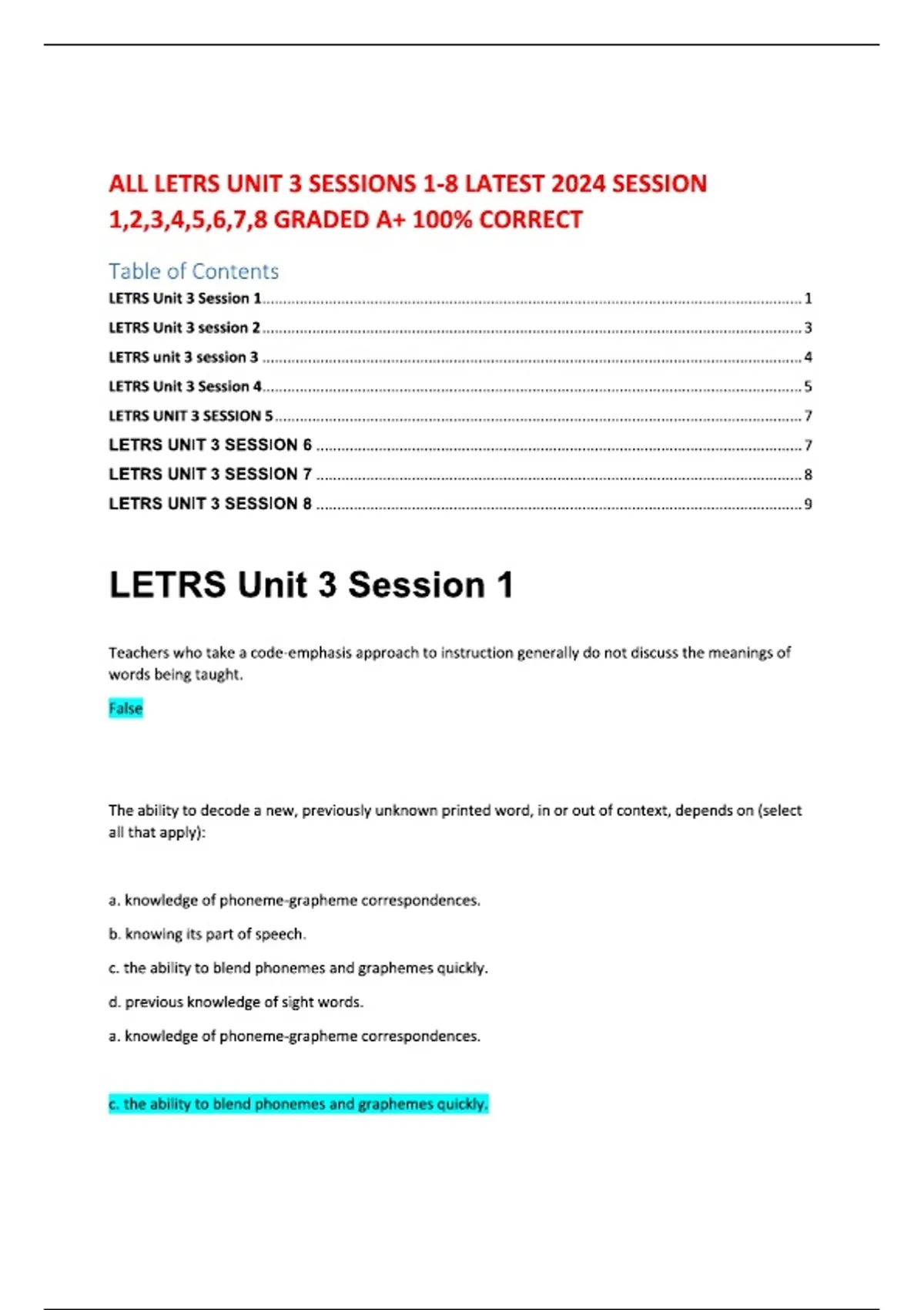 ALL LETRS UNIT 3 SESSIONS 1-8 LATEST 2026 SESSION 1,2,3,4,5,6,7,8 ...