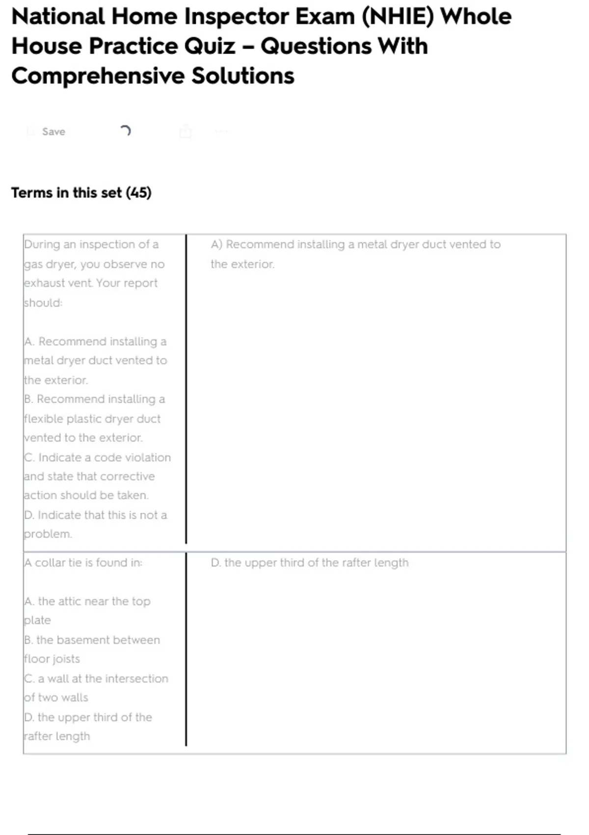 National Home Inspector Exam (NHIE) Whole House Practice Quiz ...