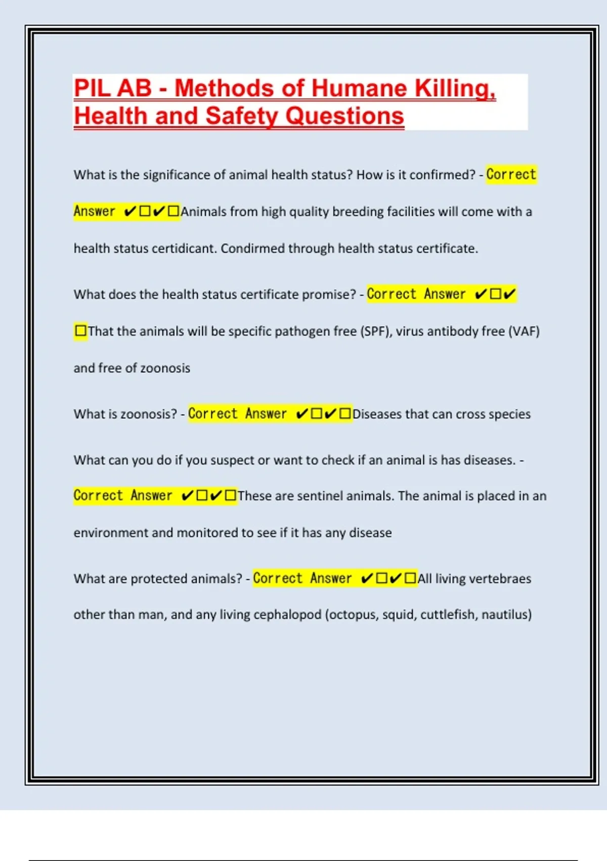PIL AB - Methods of Humane Killing, Health and Safety Questions - PIL ...