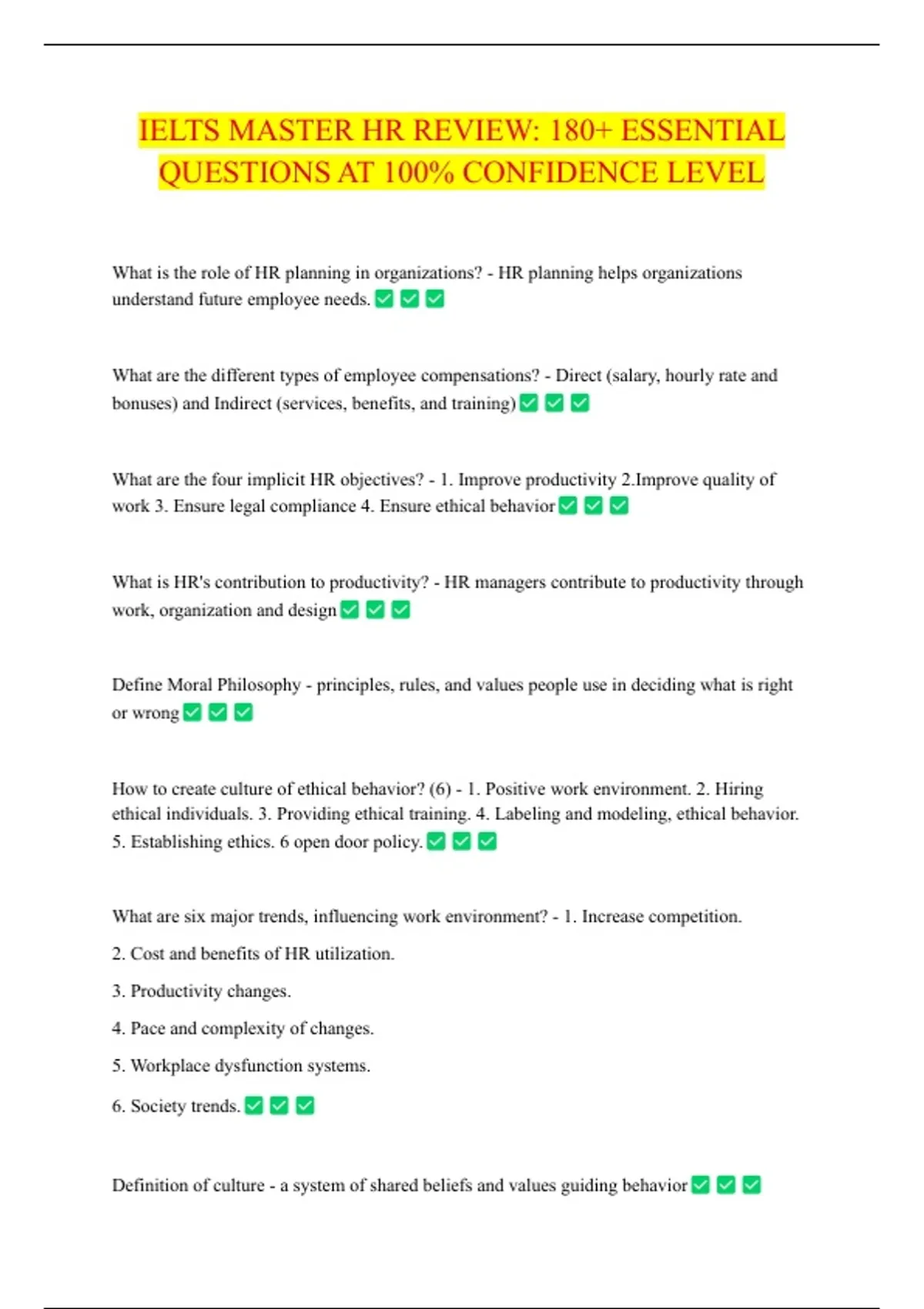 IELTS MASTER HR REVIEW: 180+ ESSENTIAL QUESTIONS AT 100% CONFIDENCE ...