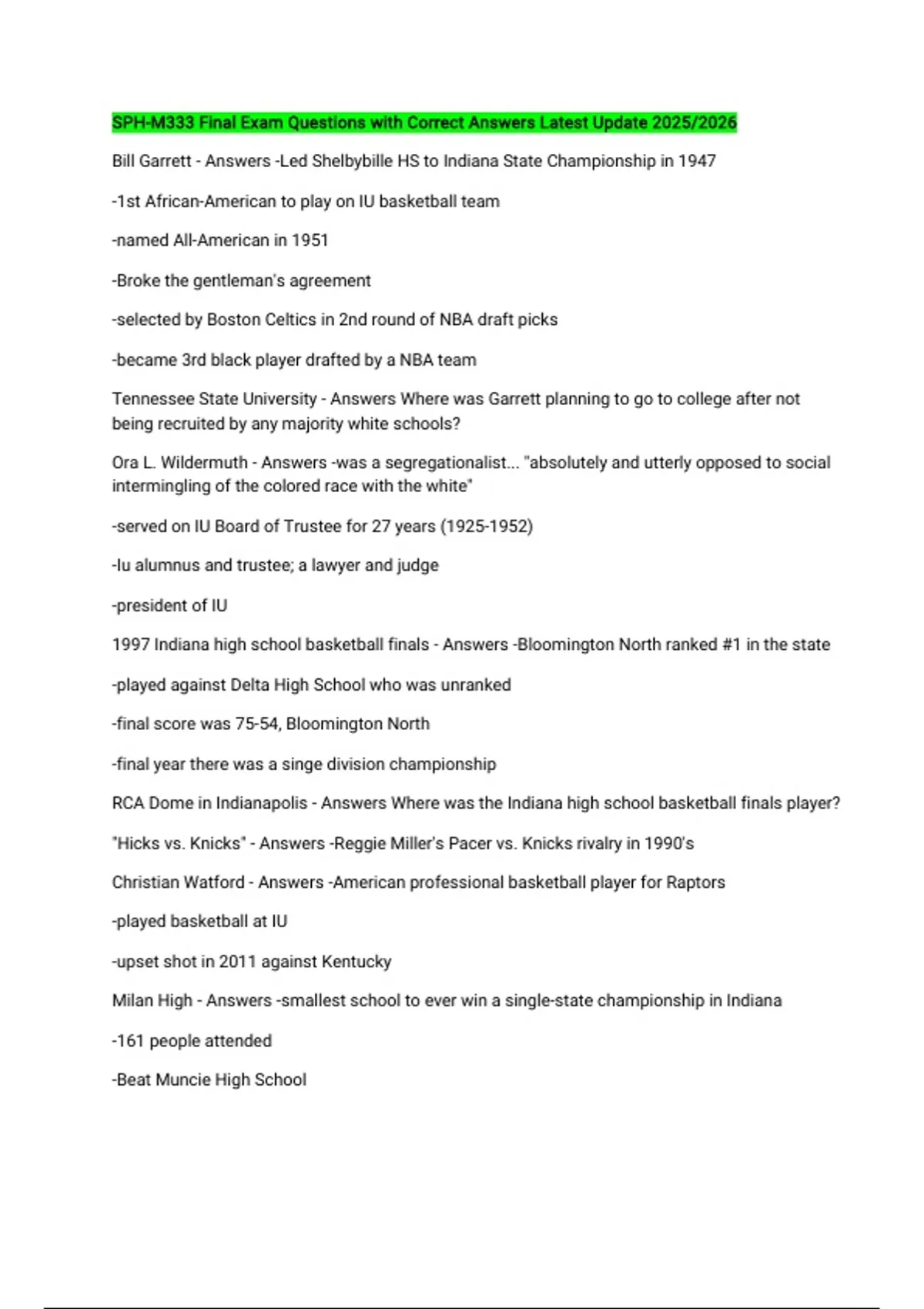 SPH-M333 BUNDLED QUESTIONS WITH CORRECT ANSWERS LATEST UPDATE 2025/2026 ...