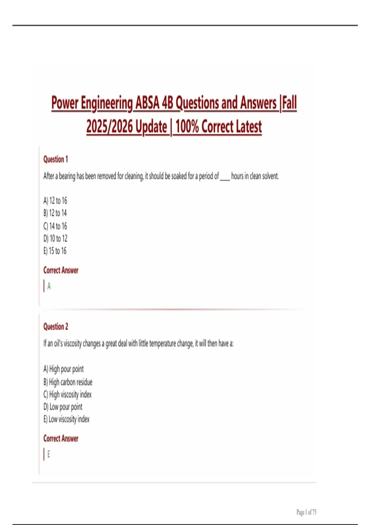 Power Engineering ABSA 4B Questions and Answers |Fall 2025/2026 Update ...