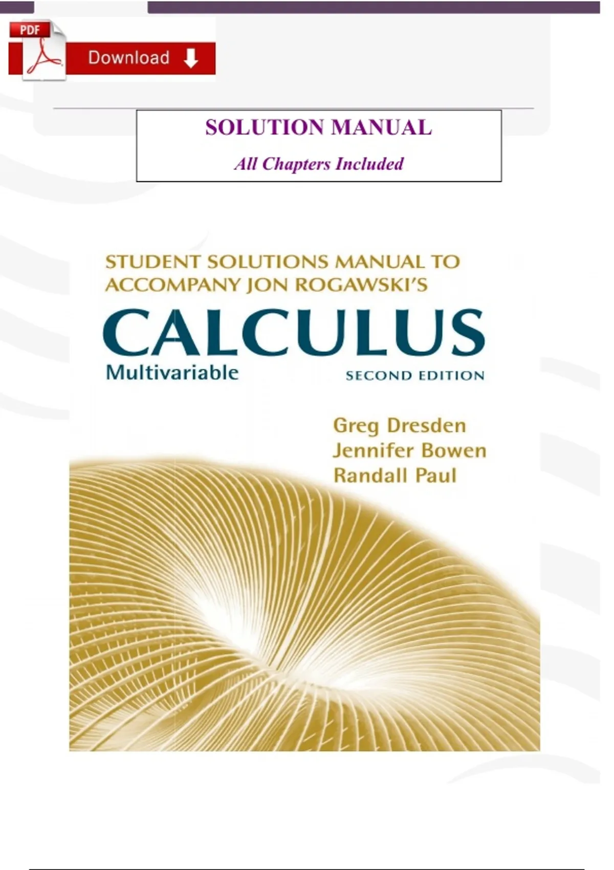 Solutions Manual – Multivariable Calculus (2nd Edition, Jon Rogawski) | Complete Step-by-Step ...