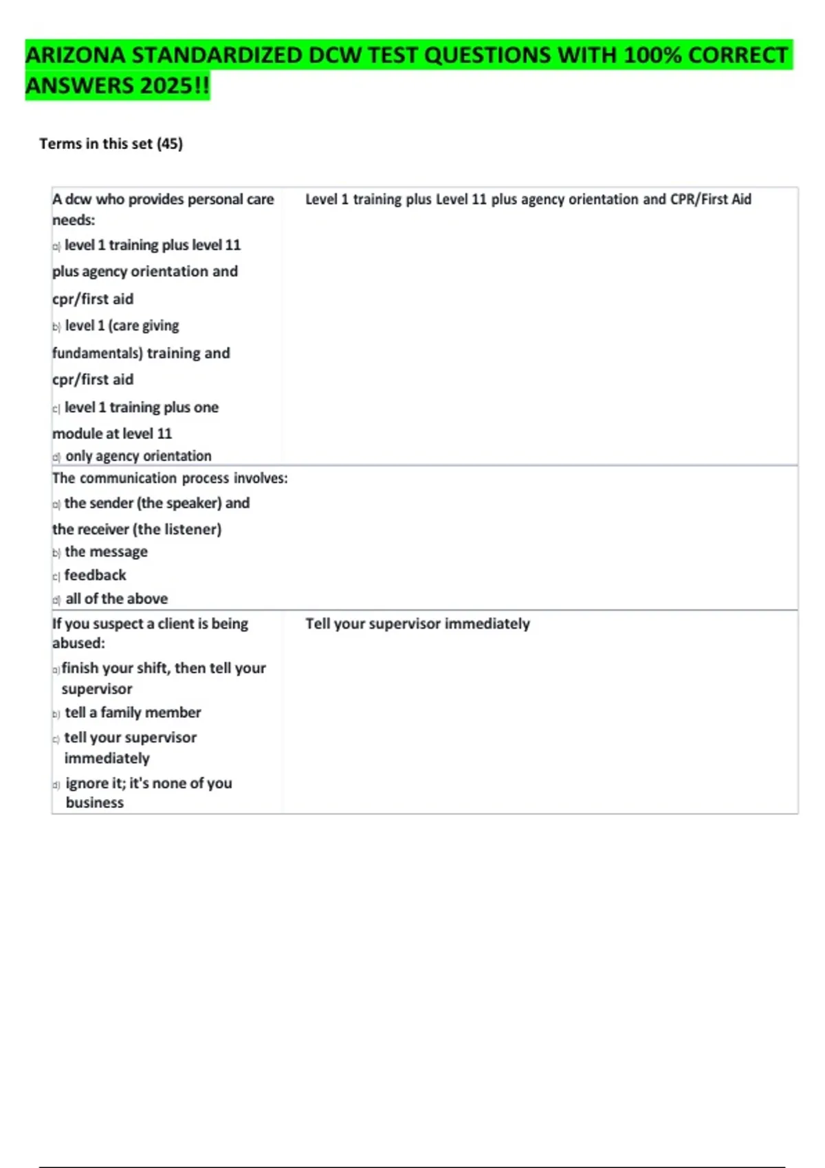 Arizona Standardized DCW Test Questions – 2025 | 100% Correct Answers ...