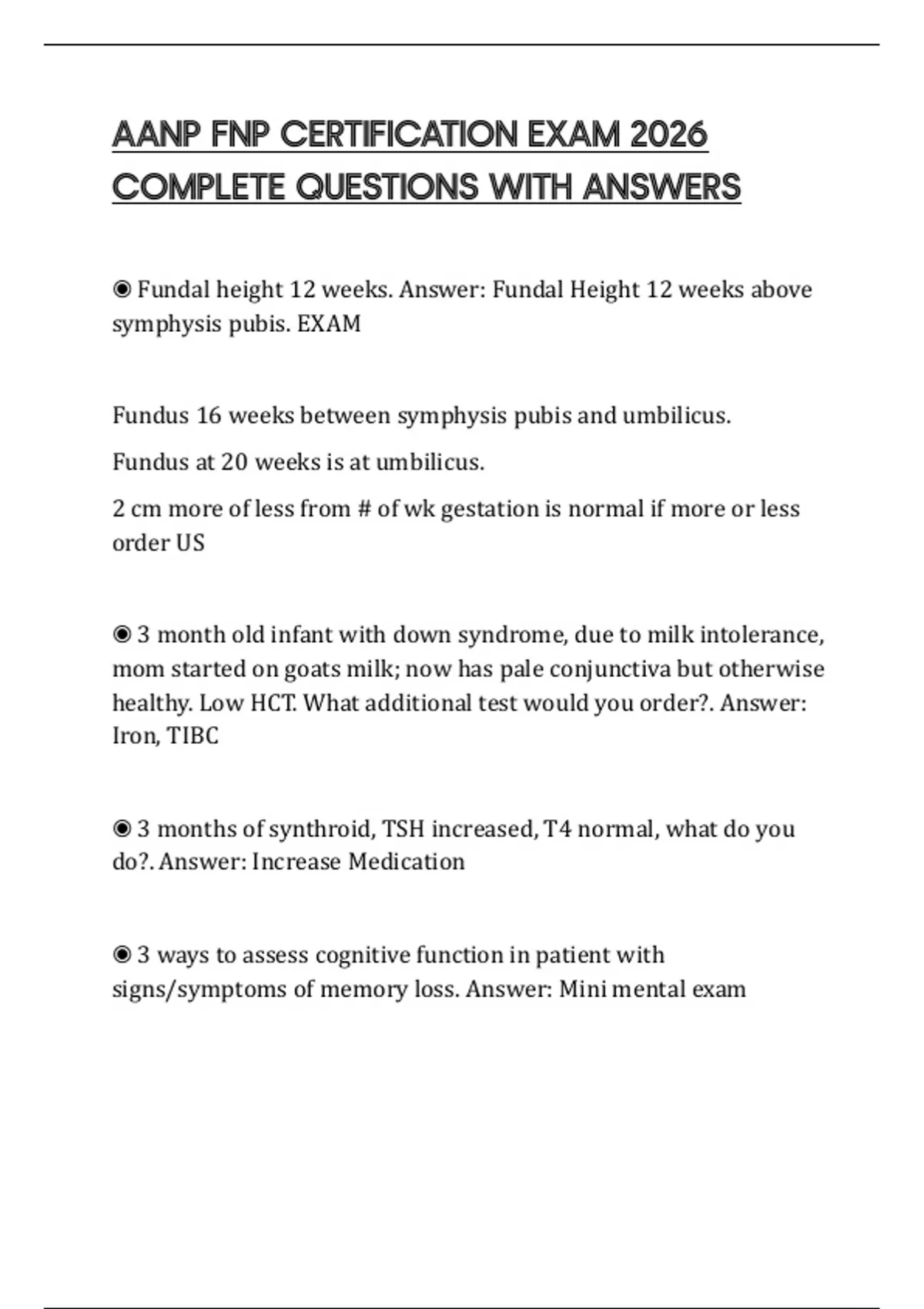 AANP FNP CERTIFICATION EXAM 2026 COMPLETE QUESTIONS WITH ANSWERS - AANP ...