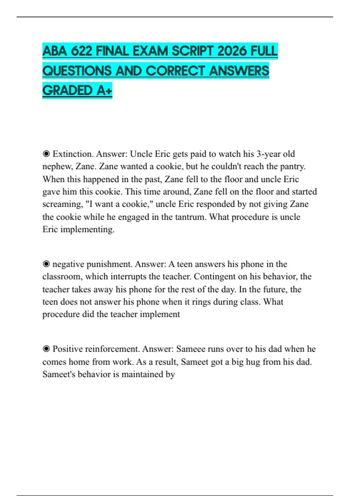 ABA 622 FINAL EXAM SCRIPT 2026 FULL QUESTIONS AND CORRECT ANSWERS ...