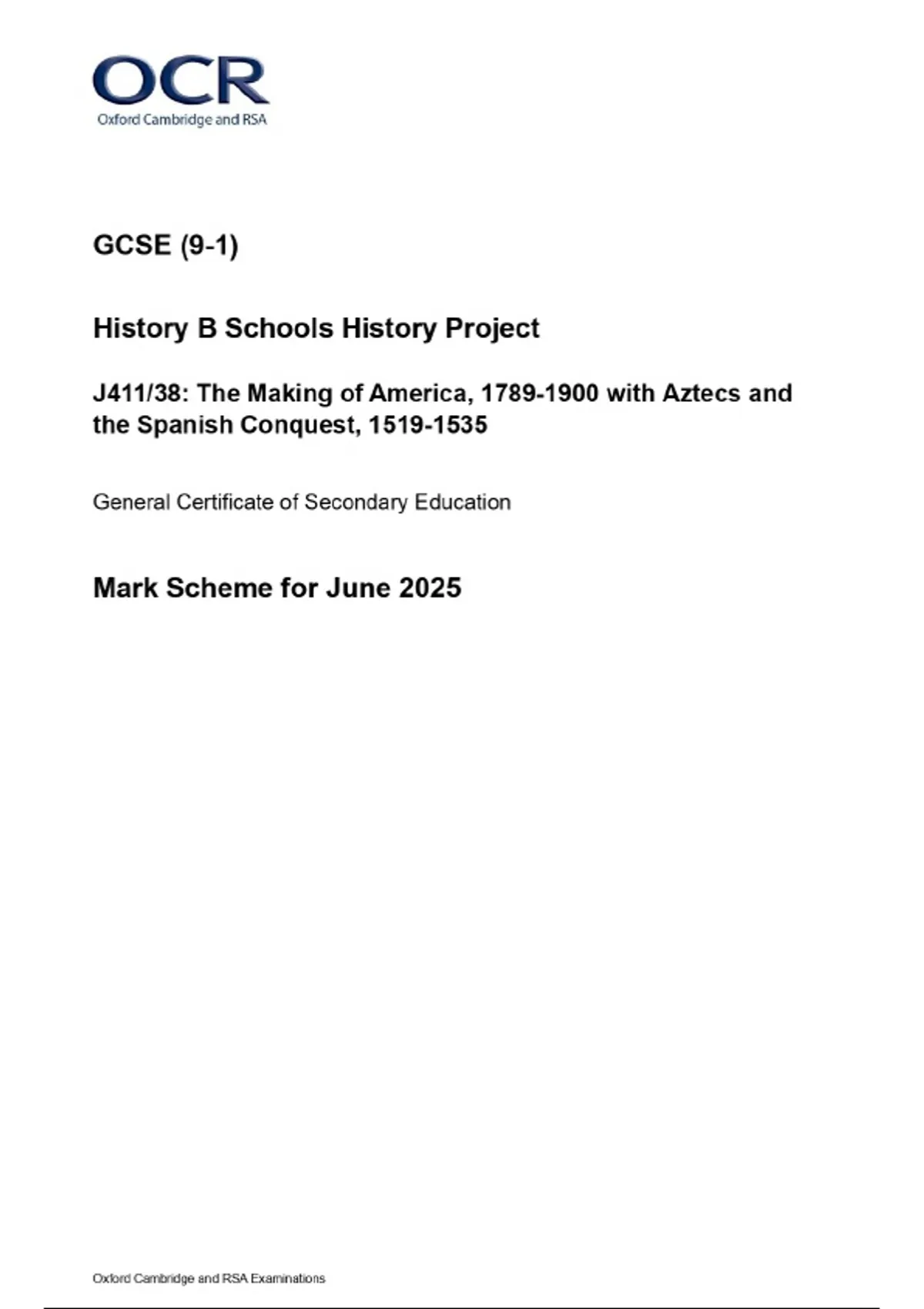 2025 OCR GCSE (9-1) History B Schools History Project J411/38: The ...