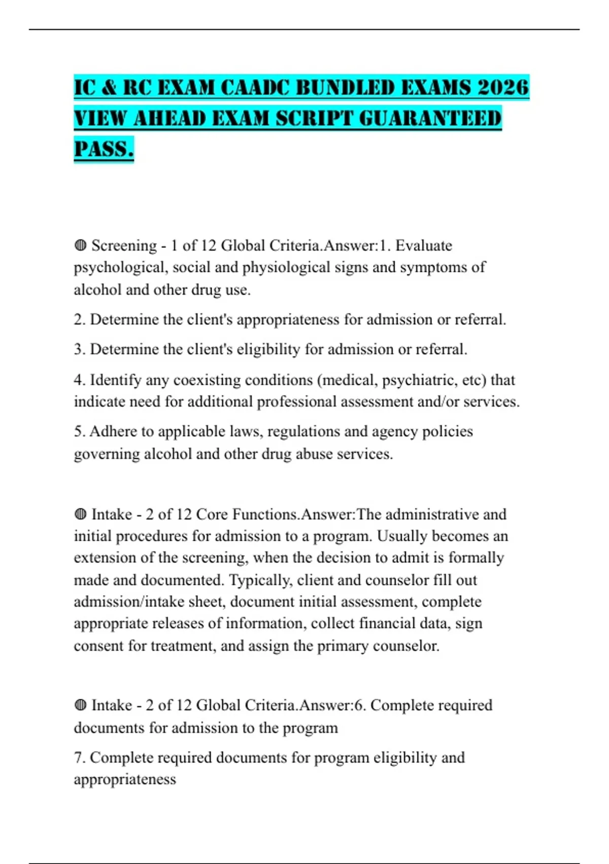 IC & RC EXAM CAADC BUNDLED EXAMS 2026 VIEW AHEAD EXAM SCRIPT GUARANTEED ...