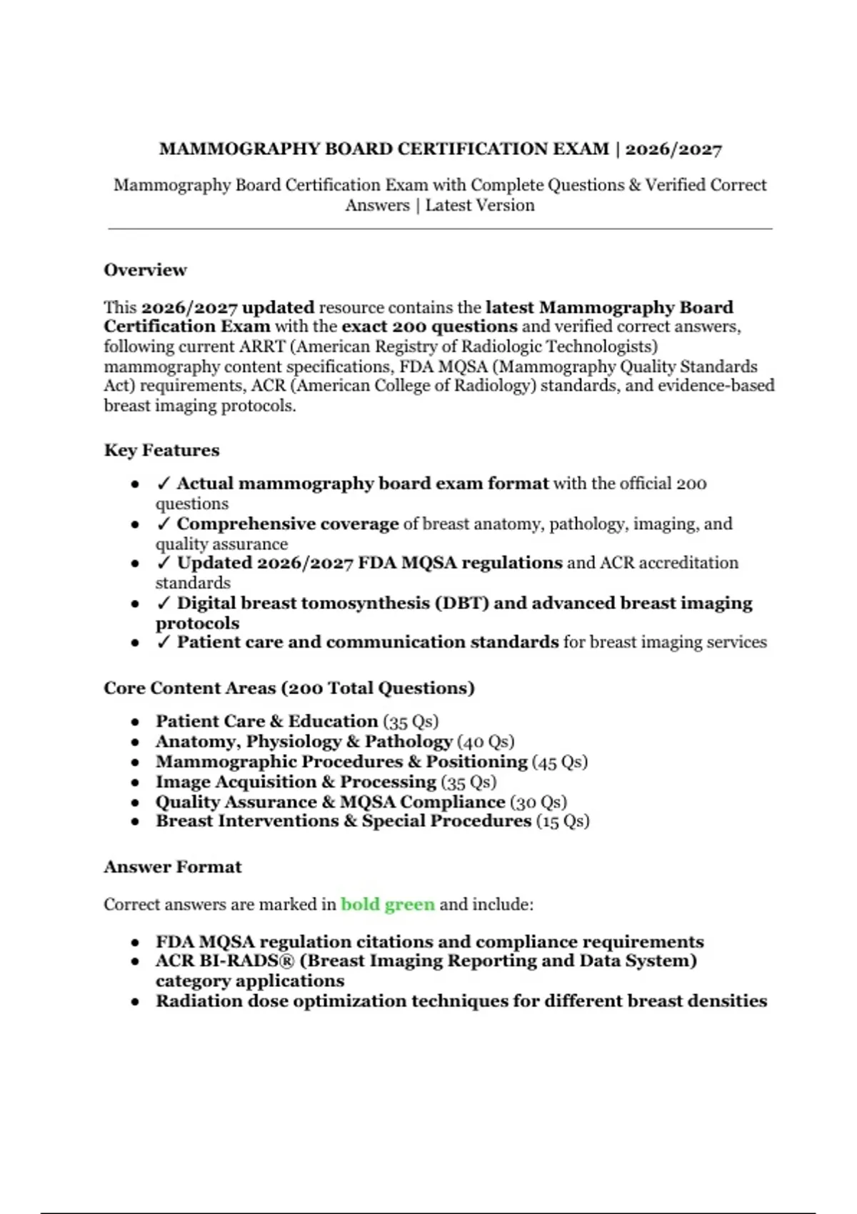 Mammography Board Certification Exam (2026/2027) – Mammography Board ...