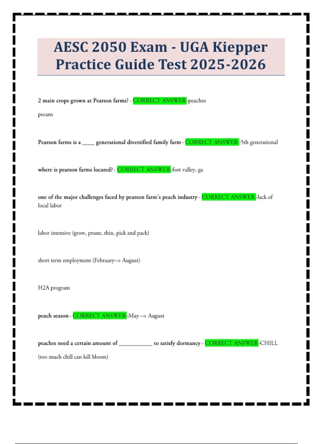 AESC 2050 Exam - UGA Kiepper Practice Guide Test - AESC 2050 - Stuvia US