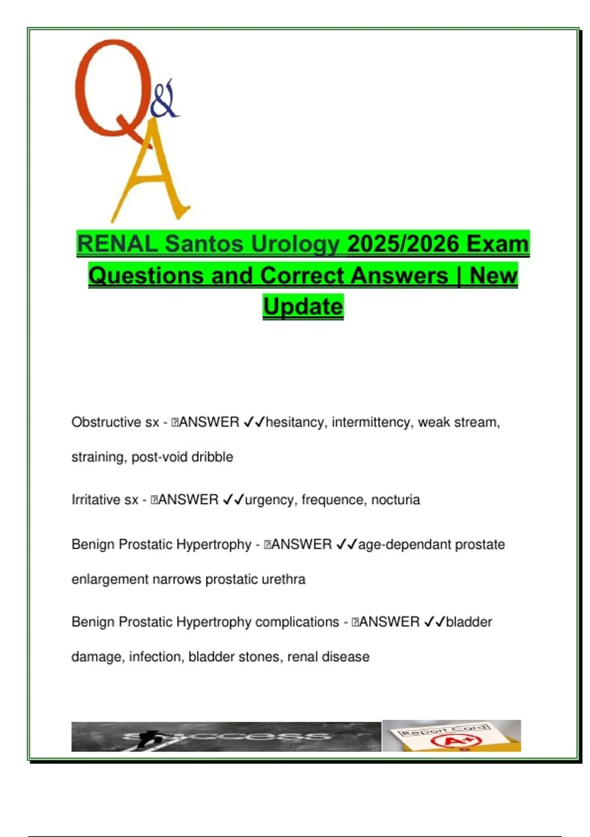 RENAL 2025 – 90 Urology Exam Questions & Answers | BPH, Incontinence ...